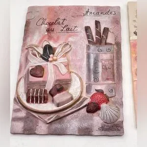 Riggsbee | Accents | 4 French Chocolate Themed Resin Wall Hangings ...